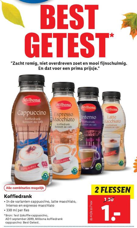 Milbona ijskoffie folder aanbieding bij Lidl - details