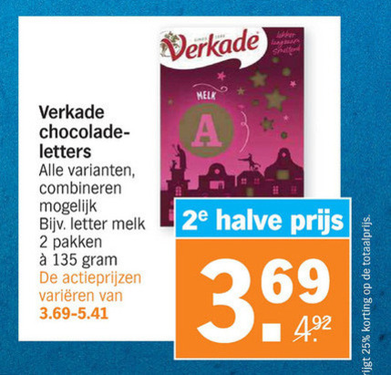 Verkade chocoladeletter folder aanbieding bij Albert Heijn - details