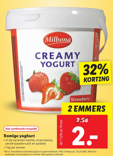Milbona vruchtenyoghurt folder aanbieding bij Lidl - details