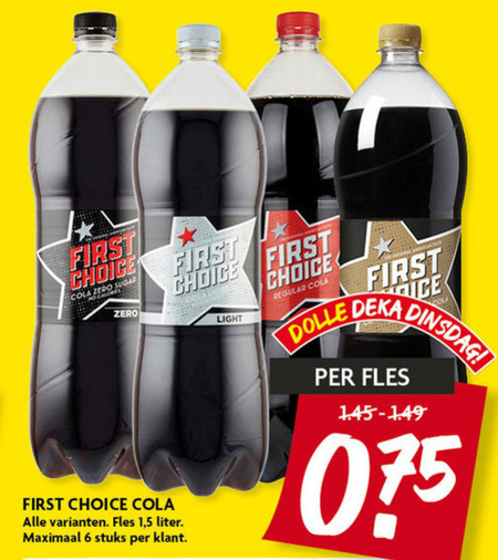 First Choice cola folder aanbieding bij Dekamarkt - details