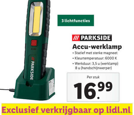 Parkside looplamp folder aanbieding bij Lidl - details