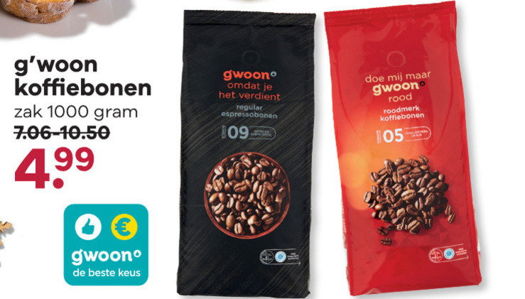 Gwoon koffiebonen folder aanbieding bij Boons Markt - details