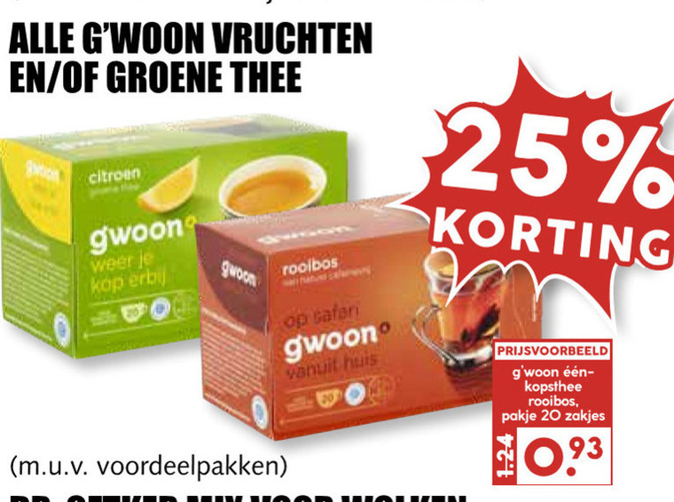 Gwoon thee folder aanbieding bij MCD Supermarkt Basis - details