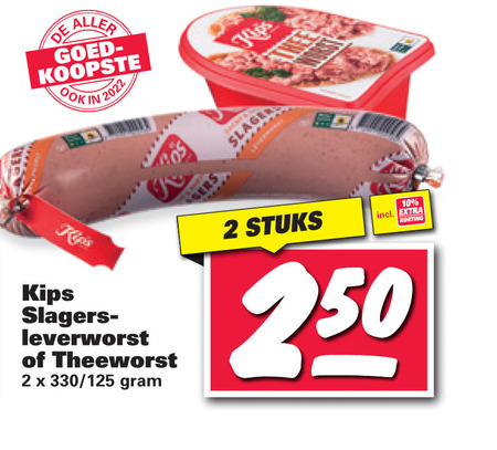 Kips leverworst, theeworst folder aanbieding bij Nettorama - details