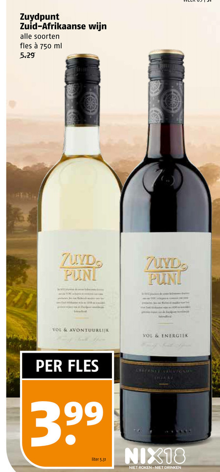 Zuydpunt rode wijn, witte wijn folder aanbieding bij Poiesz - details