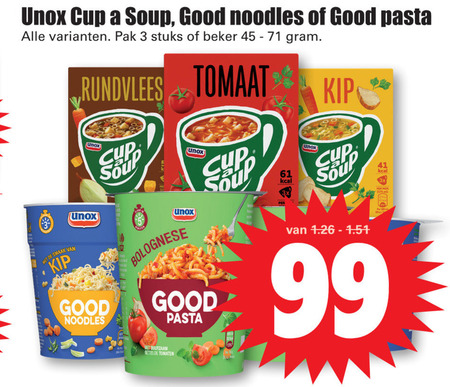 Unox noodles, soep folder aanbieding bij Dirk - details