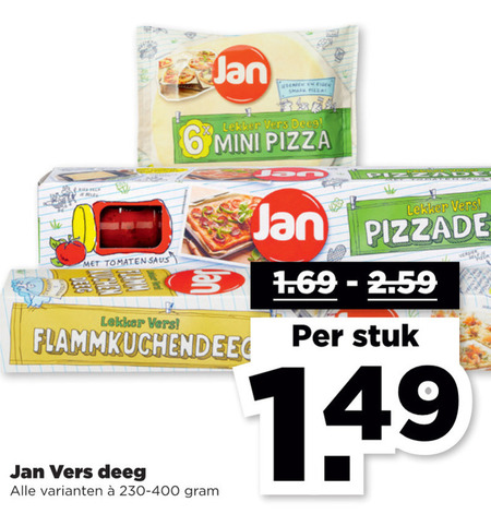 Jan vers deeg, pizzadeeg folder aanbieding bij Plus - details