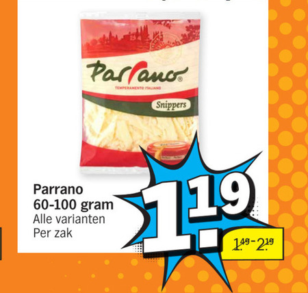 Parrano geraspte kaas folder aanbieding bij Albert Heijn - details
