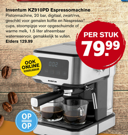 Inventum espressoapparaat folder aanbieding bij Hoogvliet - details