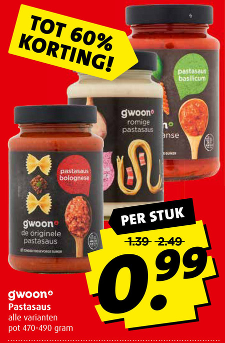 Gwoon pastasaus folder aanbieding bij Boni - details