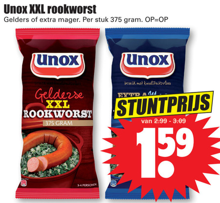 Unox rookworst folder aanbieding bij Dirk - details