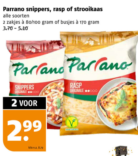 Parrano geraspte kaas folder aanbieding bij Poiesz - details