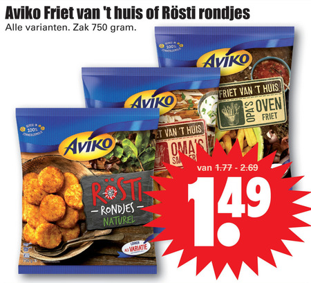 Aviko rosti, patat folder aanbieding bij Dirk - details