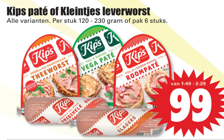 Kips leverworst, pate folder aanbieding bij Dirk - details