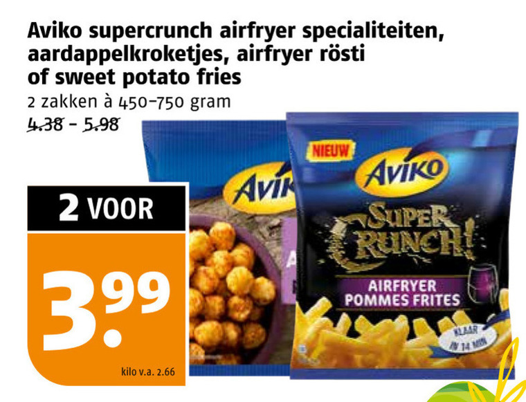 Aviko rosti, patat folder aanbieding bij Poiesz - details