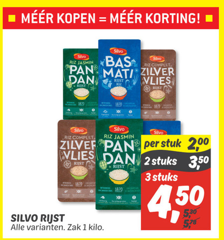 Silvo rijst folder aanbieding bij Dekamarkt - details
