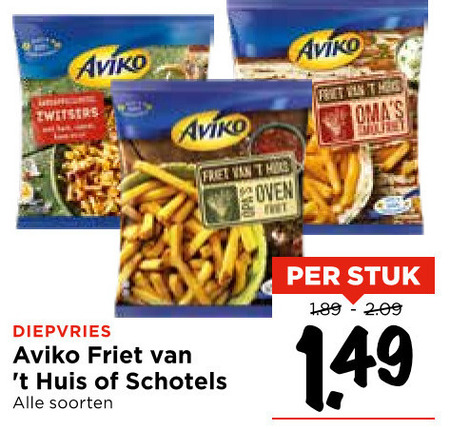 Aviko patat, diepvriesmaaltijd folder aanbieding bij Vomar - details