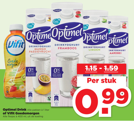 Optimel drinkyoghurt folder aanbieding bij Plus - details