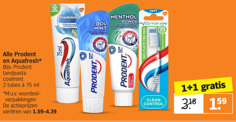 Prodent tandenborstel, tandpasta folder aanbieding bij Albert Heijn - details