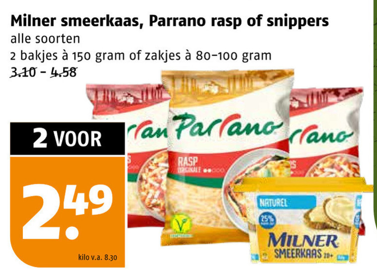 Parrano geraspte kaas, smeerkaas folder aanbieding bij Poiesz - details