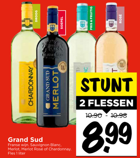 Grand Sud rose, rode wijn folder aanbieding bij Vomar - details