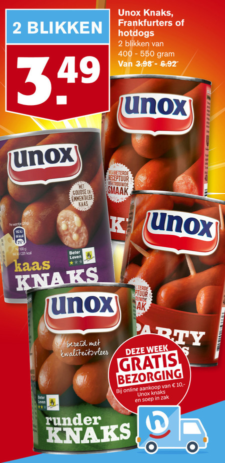 Unox knakworst folder aanbieding bij Hoogvliet - details
