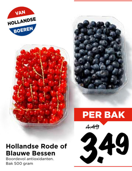 blauwe bessen, rode bessen folder aanbieding bij Vomar - details