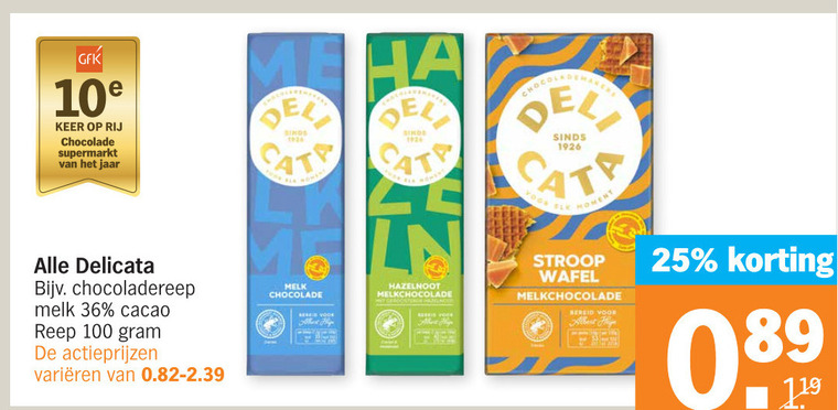 Delicata chocolade folder aanbieding bij Albert Heijn - details