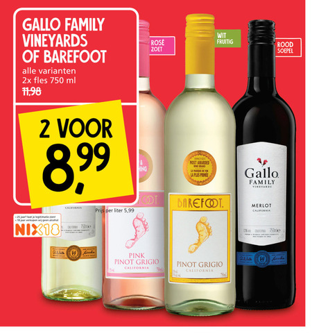 Gallo witte wijn, rode wijn folder aanbieding bij Jan Linders - details