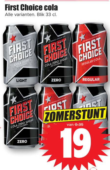 First Choice cola folder aanbieding bij Dirk - details