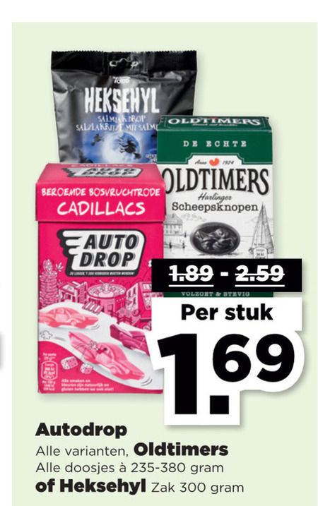 Oldtimers snoep, drop folder aanbieding bij Plus - details