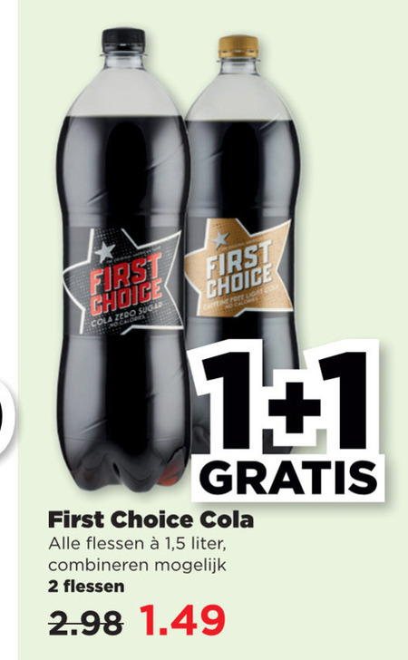 First Choice cola folder aanbieding bij Plus - details
