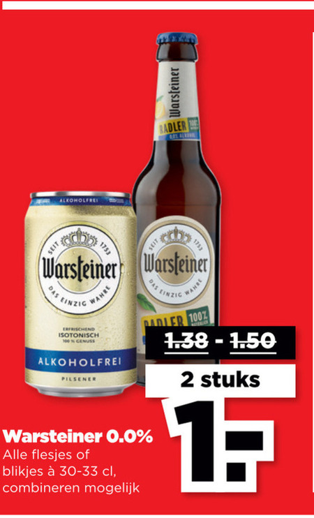 Warsteiner alcoholvrij bier folder aanbieding bij Plus - details