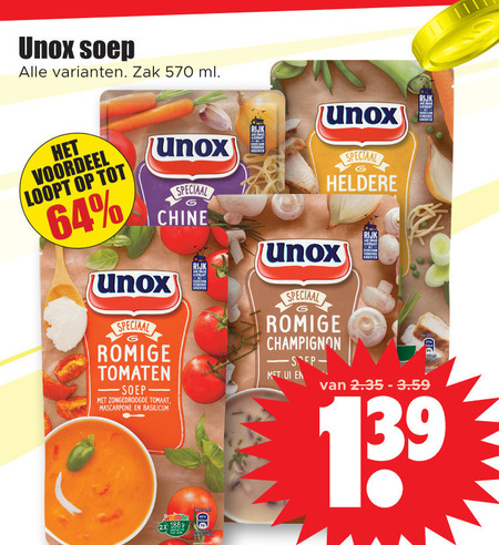 Unox soep folder aanbieding bij Dirk - details