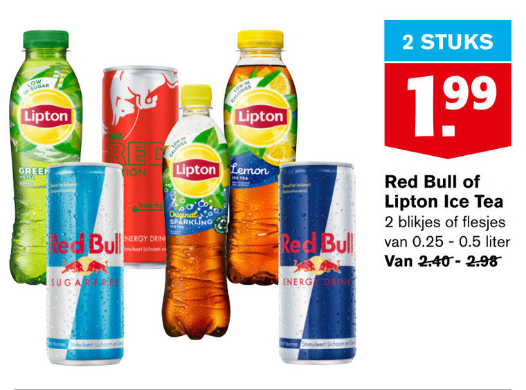 Red Bull ice tea, energiedrank folder aanbieding bij Hoogvliet - details