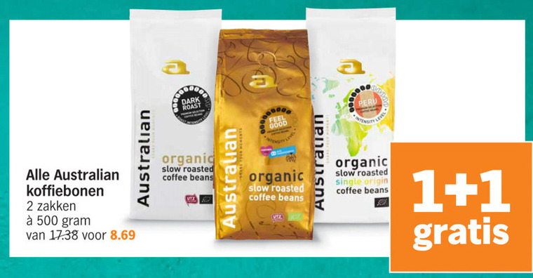 Australian koffiebonen folder aanbieding bij Albert Heijn - details
