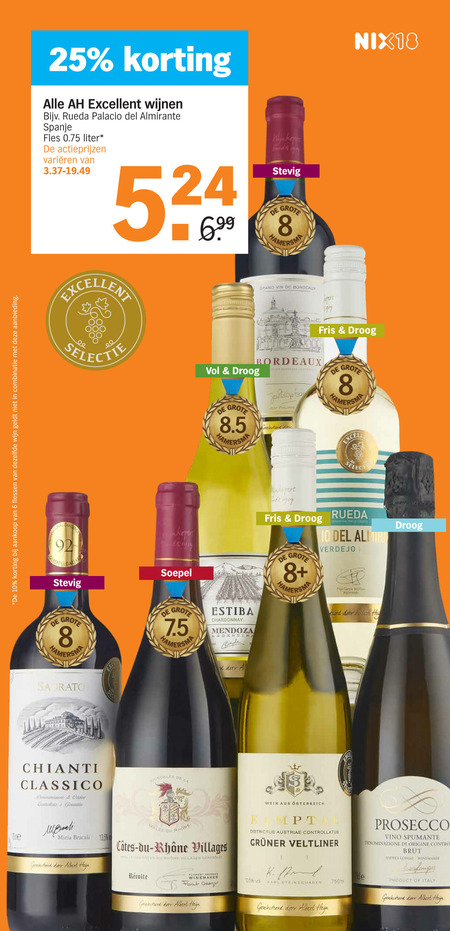rode wijn, witte wijn folder aanbieding bij Albert Heijn - details