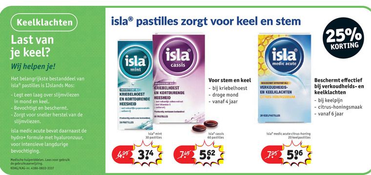 Isla keelpastilles folder aanbieding bij Kruidvat - details