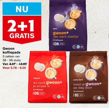 Gwoon koffiepad folder aanbieding bij Hoogvliet - details