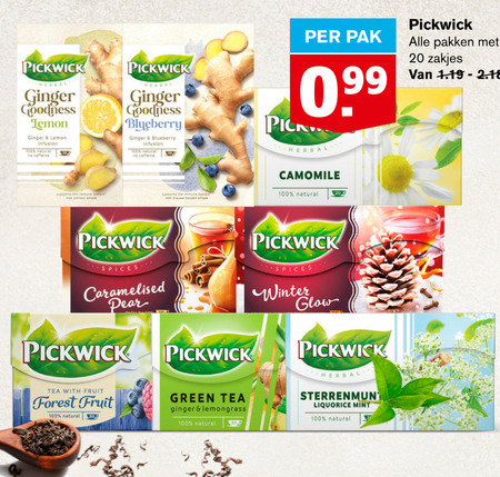 Pickwick thee folder aanbieding bij Hoogvliet - details