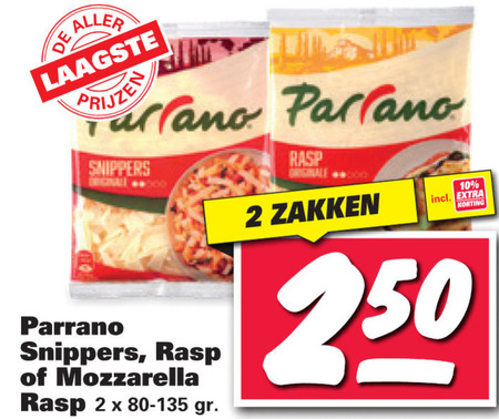 Parrano geraspte kaas folder aanbieding bij Nettorama - details