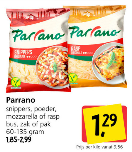 Parrano geraspte kaas folder aanbieding bij Jan Linders - details