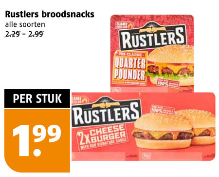 Rustler hamburger broodje folder aanbieding bij Poiesz - details