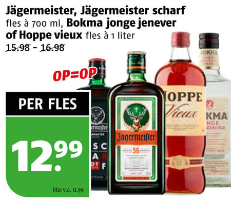Jagermeister jenever, vieux folder aanbieding bij Poiesz - details