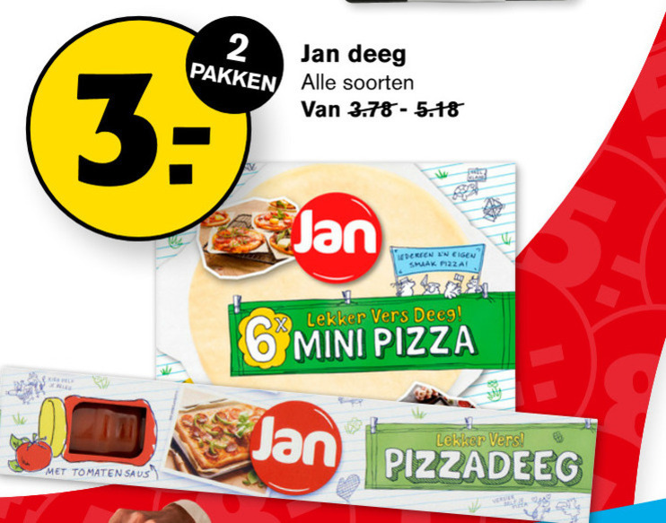 Jan pizzadeeg, vers deeg folder aanbieding bij Hoogvliet - details