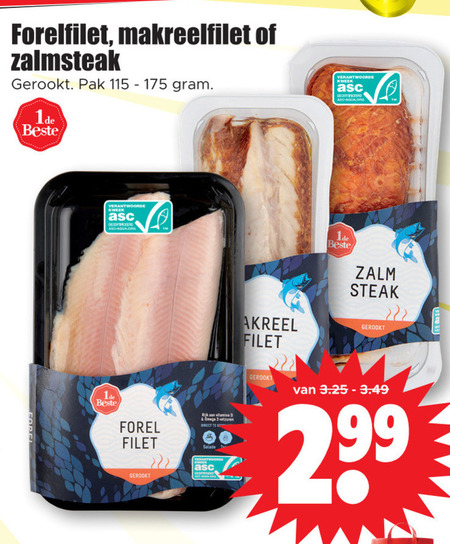 makreelfilet, zalmfilet folder aanbieding bij Dirk - details