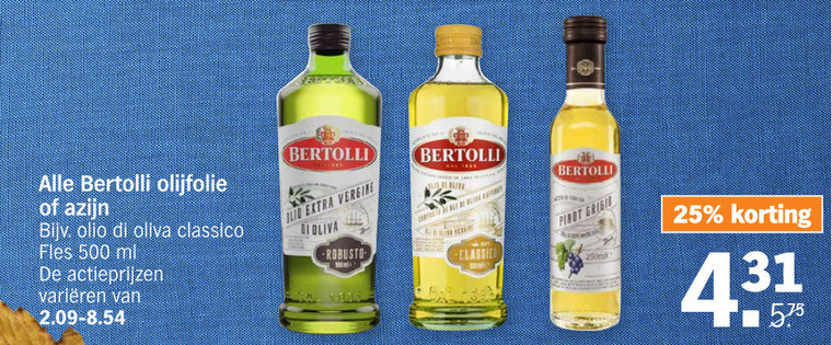Bertolli azijn, olijfolie folder aanbieding bij Albert Heijn - details