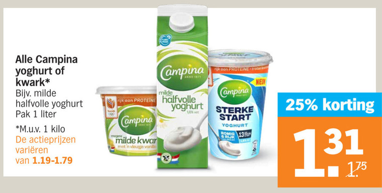 Campina yoghurt, kwark folder aanbieding bij Albert Heijn - details