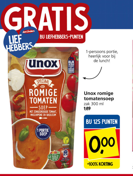 Unox soep folder aanbieding bij Jan Linders - details