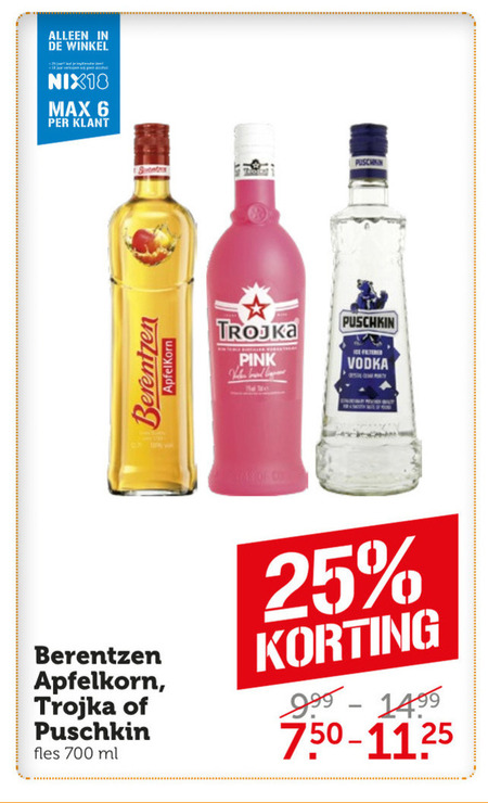 Pushkin likeur, apfelkorn folder aanbieding bij Coop - details
